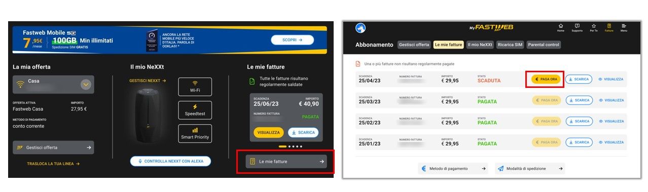 MyFastweb - Come pago la mia fattura
