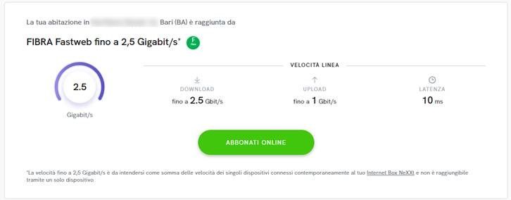 MyFastweb - La velocità della mia linea