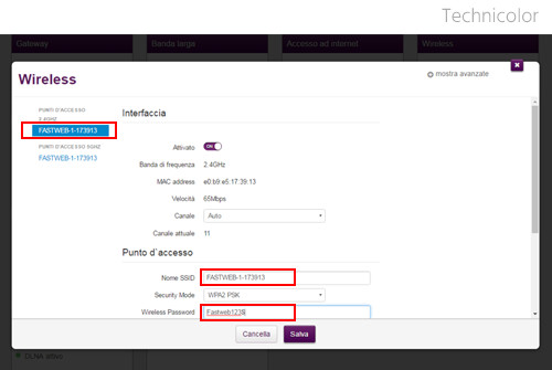 MyFastweb - Technicolor TG789VAC XTREAM 35B