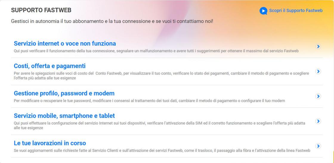 MyFastweb - Come richiedere assistenza